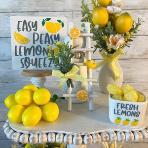 Summer Tiered Tray Decor, Lemon Tiered Tray Accessories, Mini Ladder ...