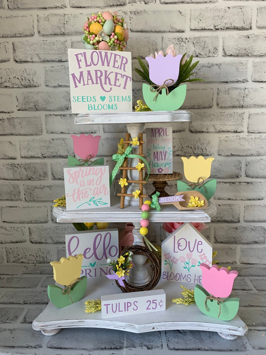 Spring Tiered Tray Decor Bundle, Spring Decorations for Home, Spring ...