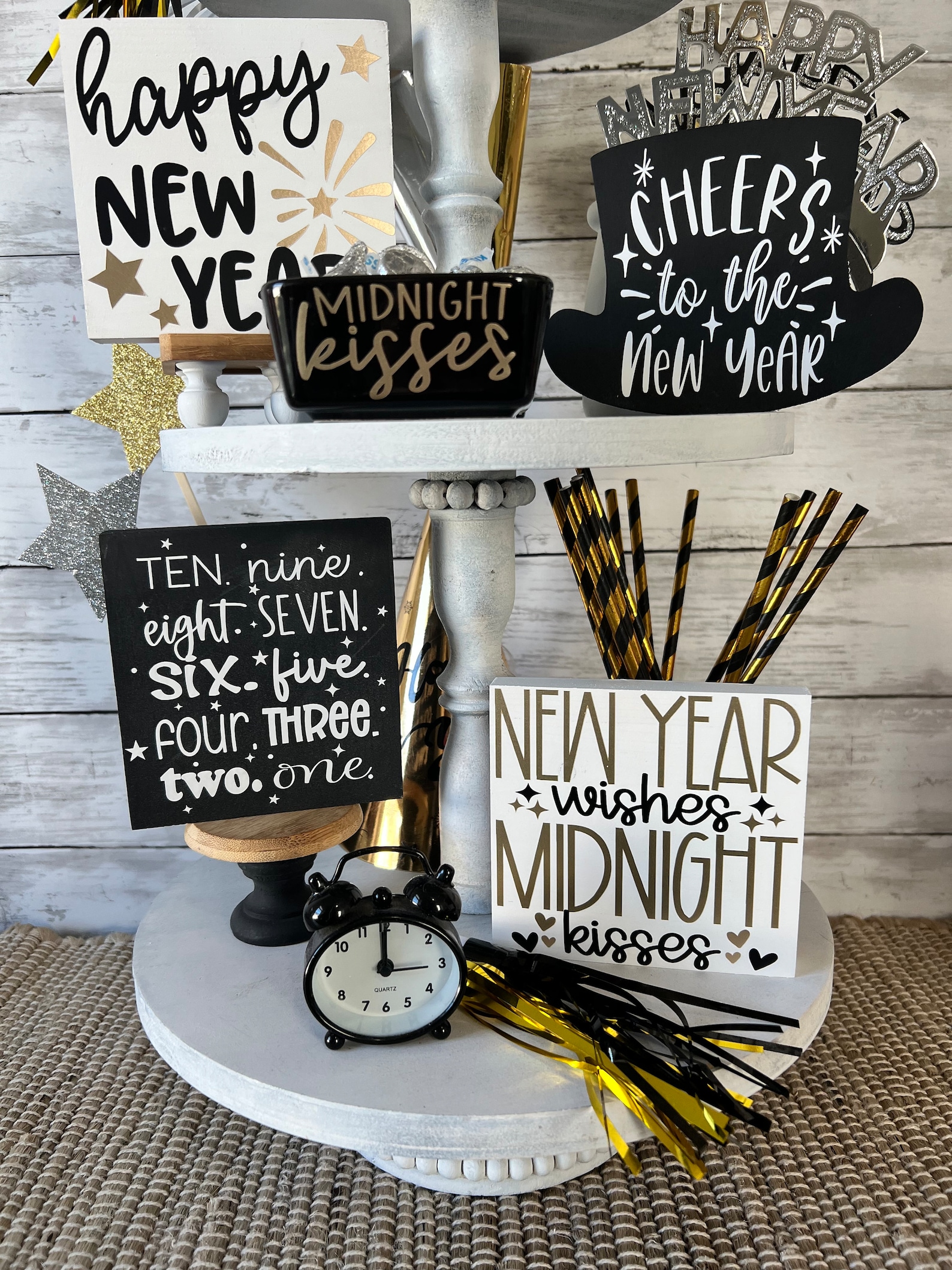 New Years Tiered Tray Decor New Years Eve Decor Happy New - Etsy