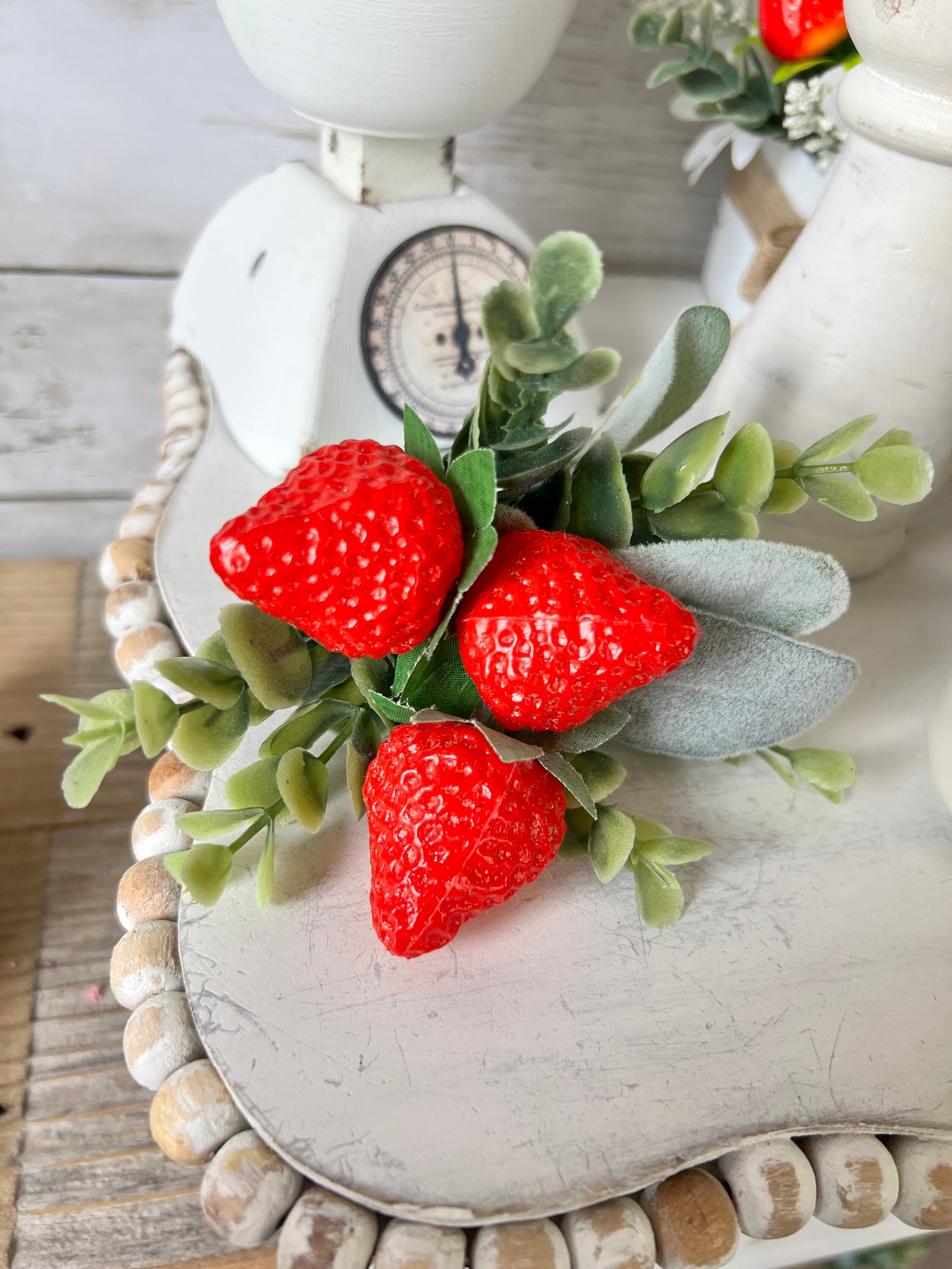 Strawberry Tiered Tray Decor, Mini Strawberry Floral Bundles, Tiered ...