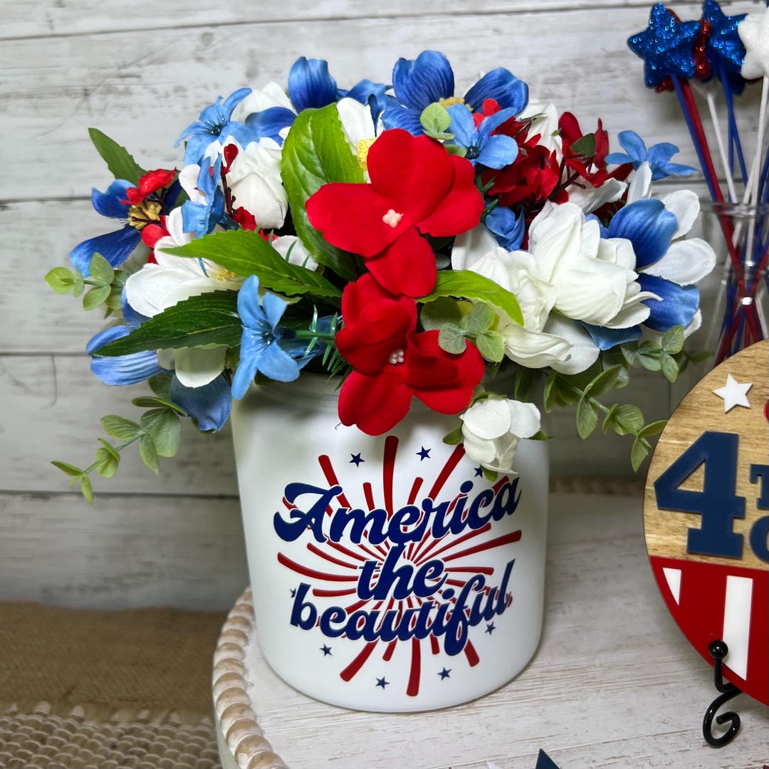 Patriotic Floral Arrangement, Fourth of July Floral Centerpiece ...