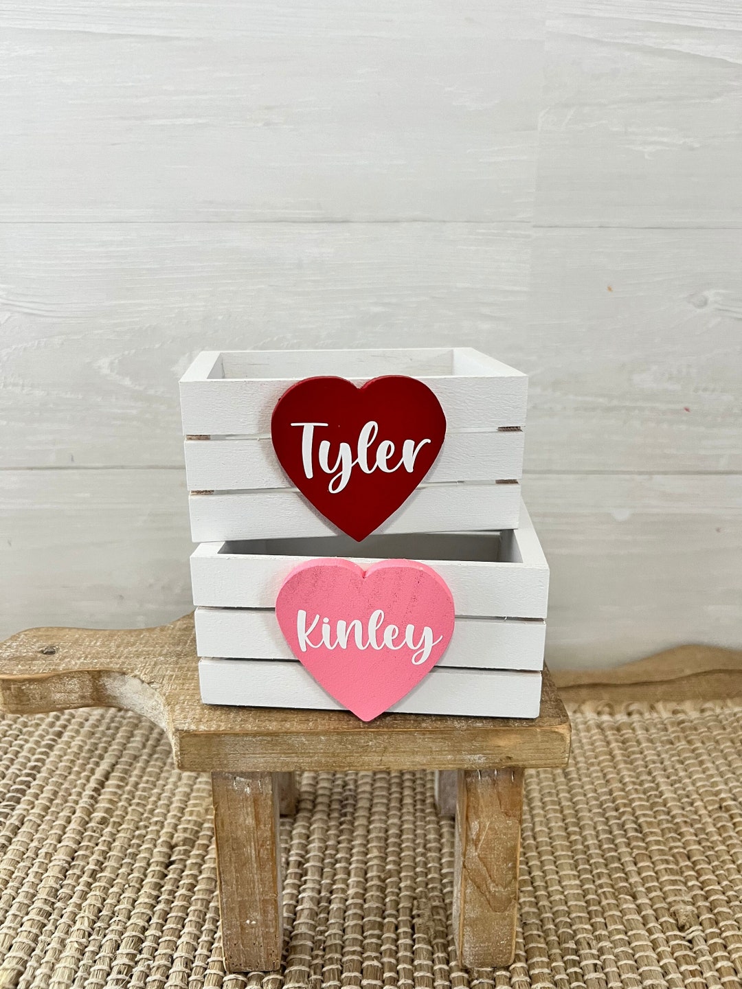 Personalized Valentine's Day Mini Wood Crates, Valentine Gift Boxes ...