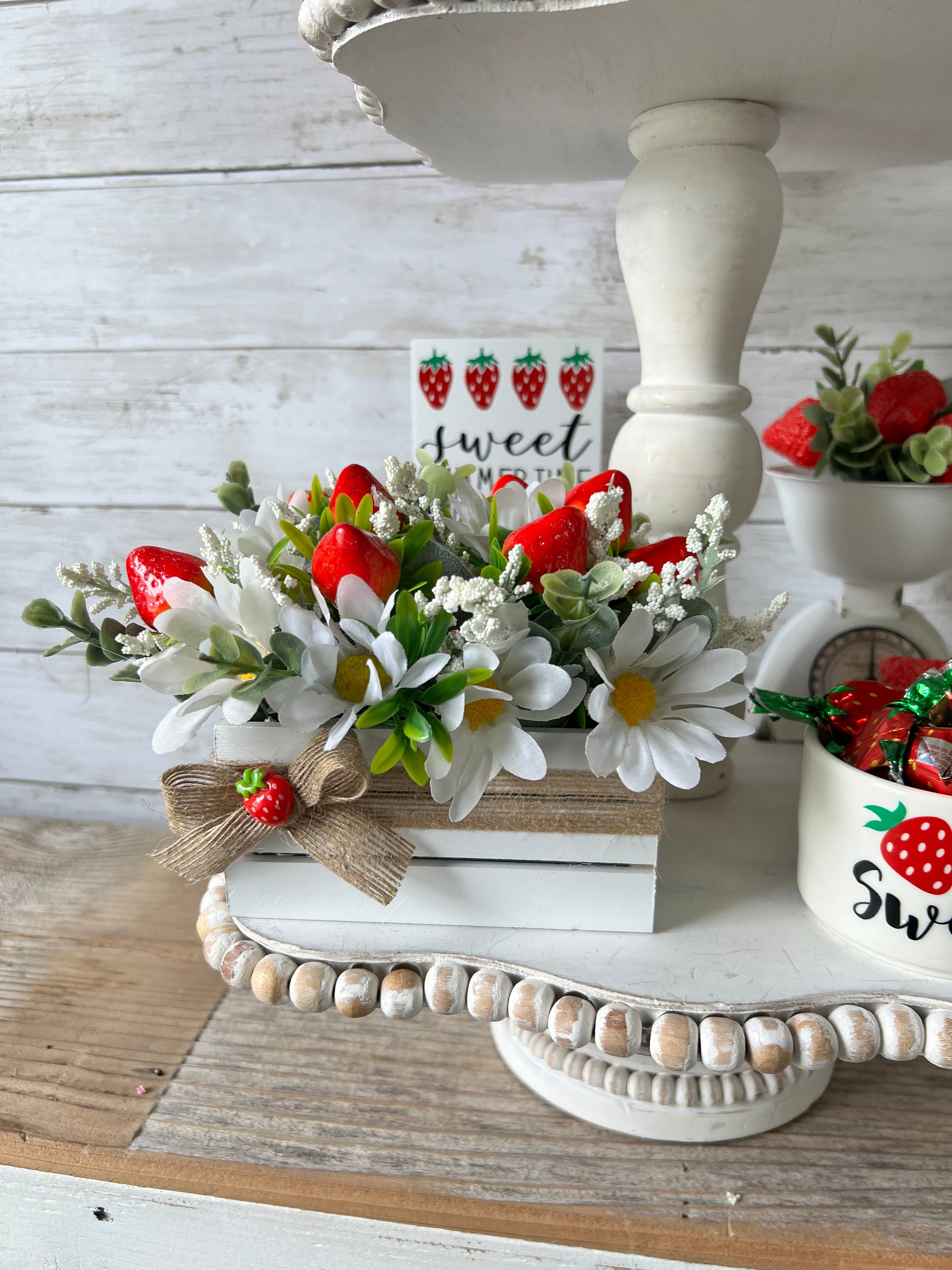 Strawberry Tiered Tray Mini Floral Arrangement, Mini Crate for Tiered ...