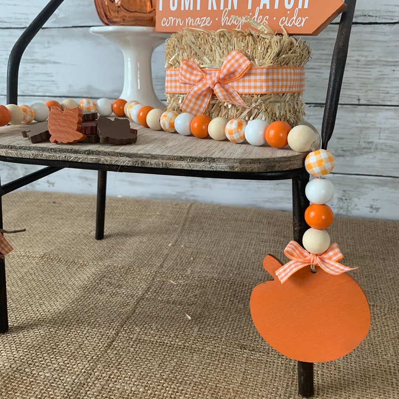 Bead Garland for Tiered Tray, Fall Bead Garland, Pumpkin Bead Garland ...