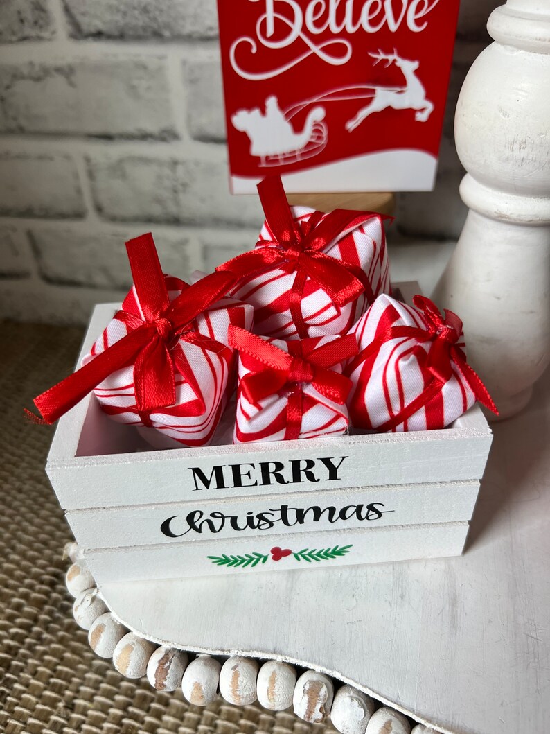 Christmas Tiered Tray Decor, Mini Crate for Tiered Tray, Christmas Mini ...
