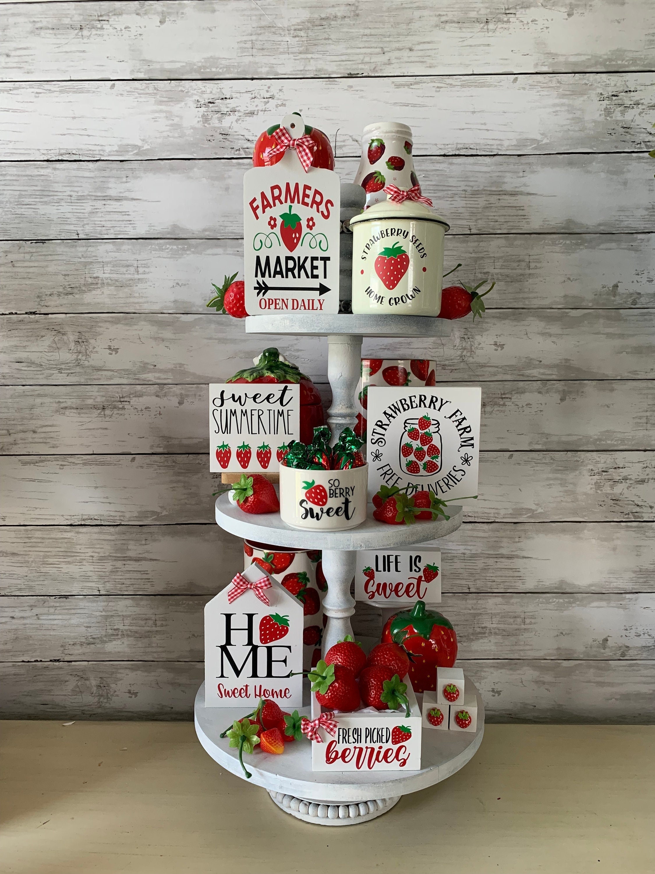 Strawberry Tiered Tray Decor Summer Tiered Tray Bundle - Etsy