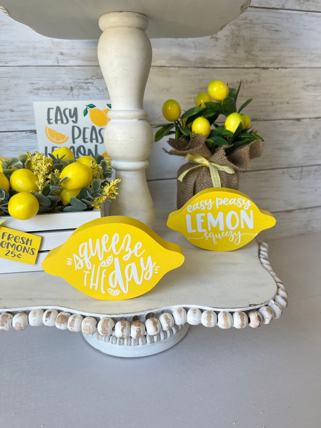 Lemon Tiered Tray Decor, Summer Tiered Tray Decor, Lemon Decor, Lemon ...