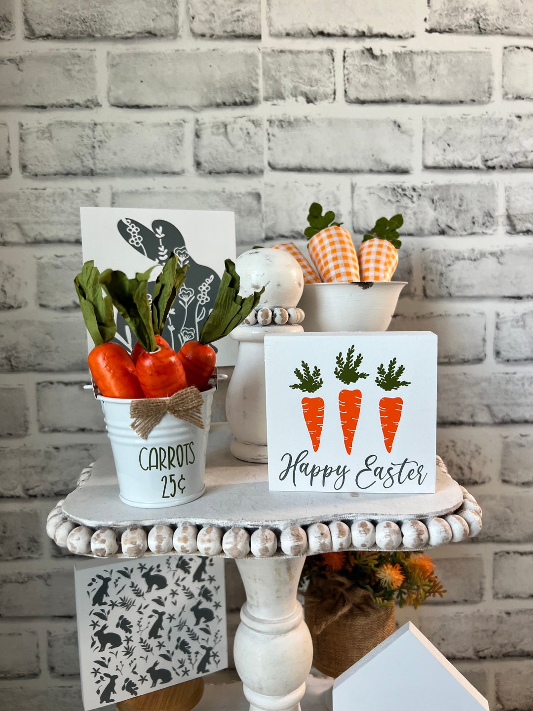 Easter Tiered Tray Decor, Easter Carrot Decor, Easter Tray Accessory ...