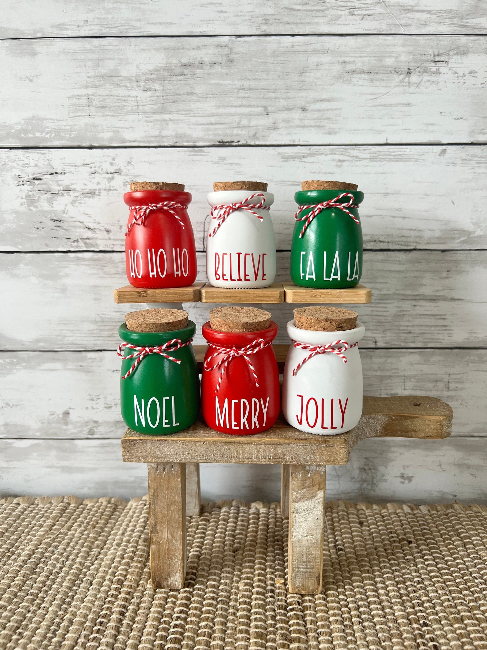 Christmas Tiered Tray Decor Christmas Mini Jars Christmas - Etsy