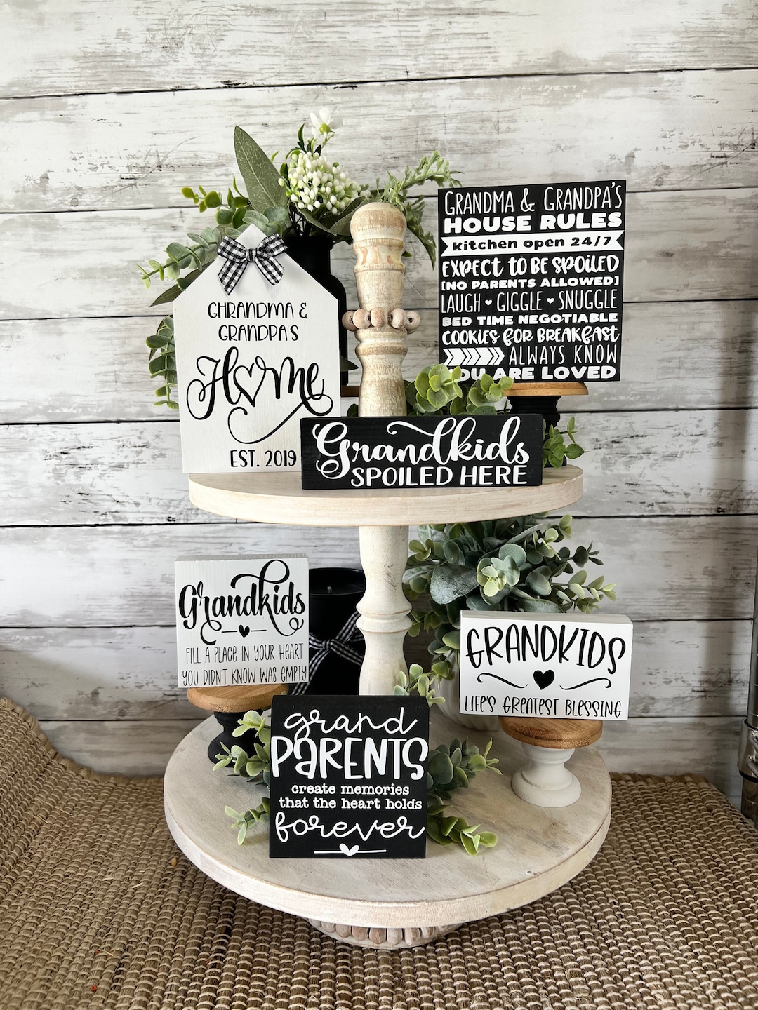Grandparents Tiered Tray Decor, Personalized Grandparent Decor, Tiered ...