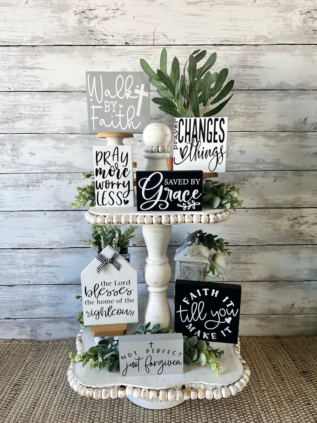 Faith Tiered Tray Decor, Religious Tiered Tray, Christian Home Decor ...