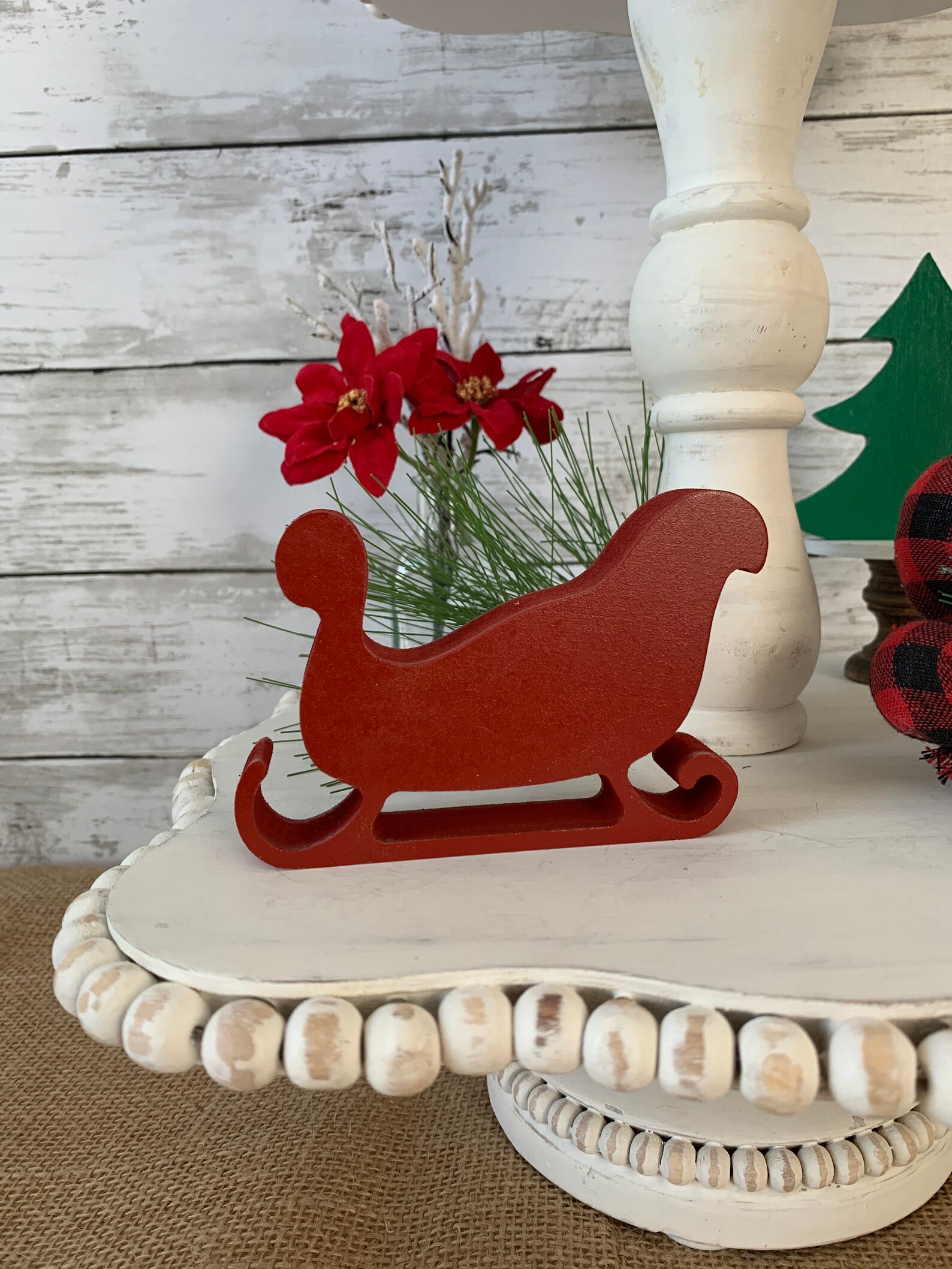 Wood Sleigh Christmas Tiered Tray Decor Winter Tiered Tray | Etsy