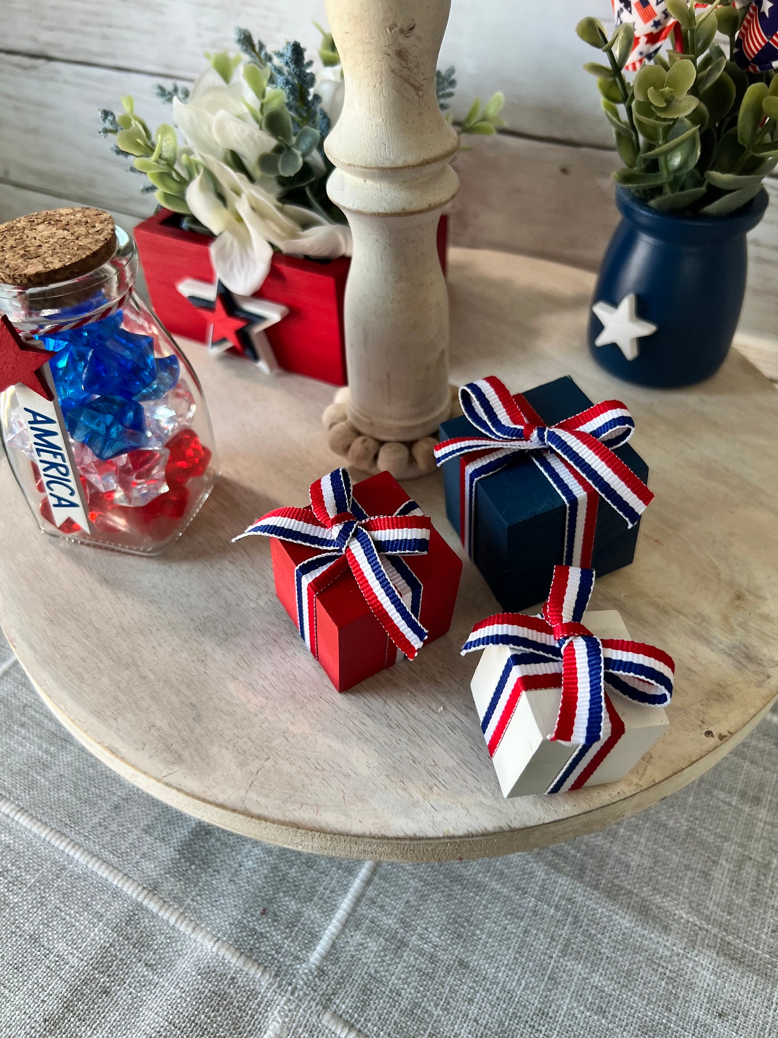 Patriotic Tiered Tray Decor, Patriotic Mini Wood Presents, Patriotic ...