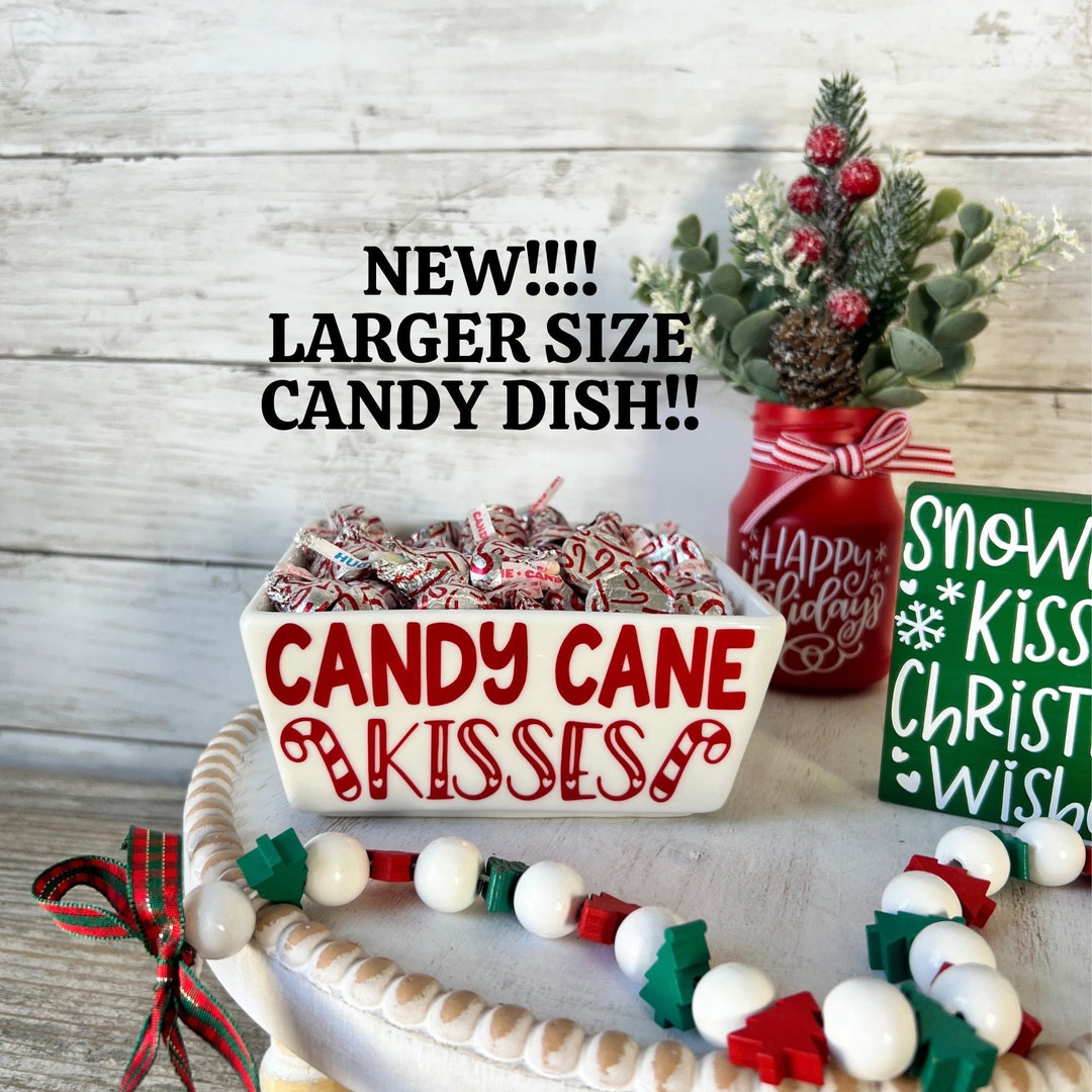 Christmas Candy Dish, Christmas Home Decor, Candy Cane Kisses ...