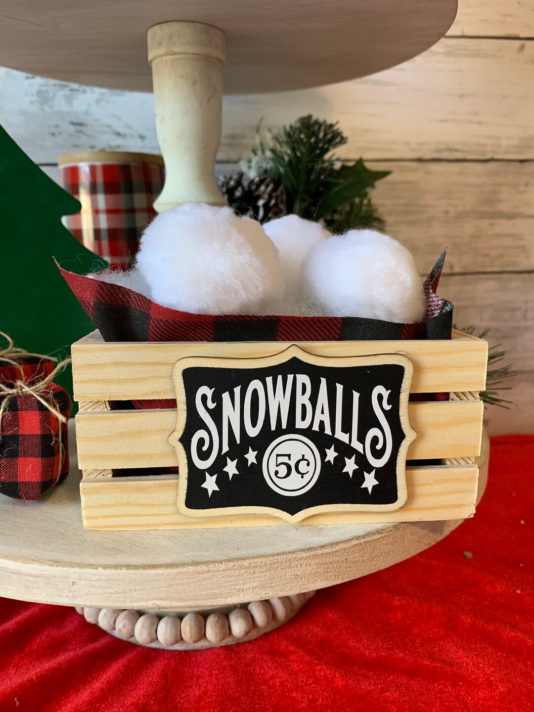 Christmas Tiered Tray Decor, Snowballs for Sale, Crate of Snowballs ...