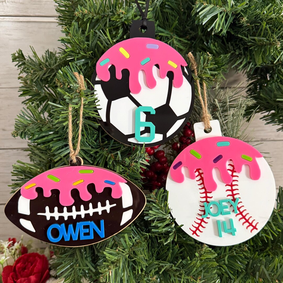 Personalized Christmas Sports Ornament, Baseball Drip Ornament ...
