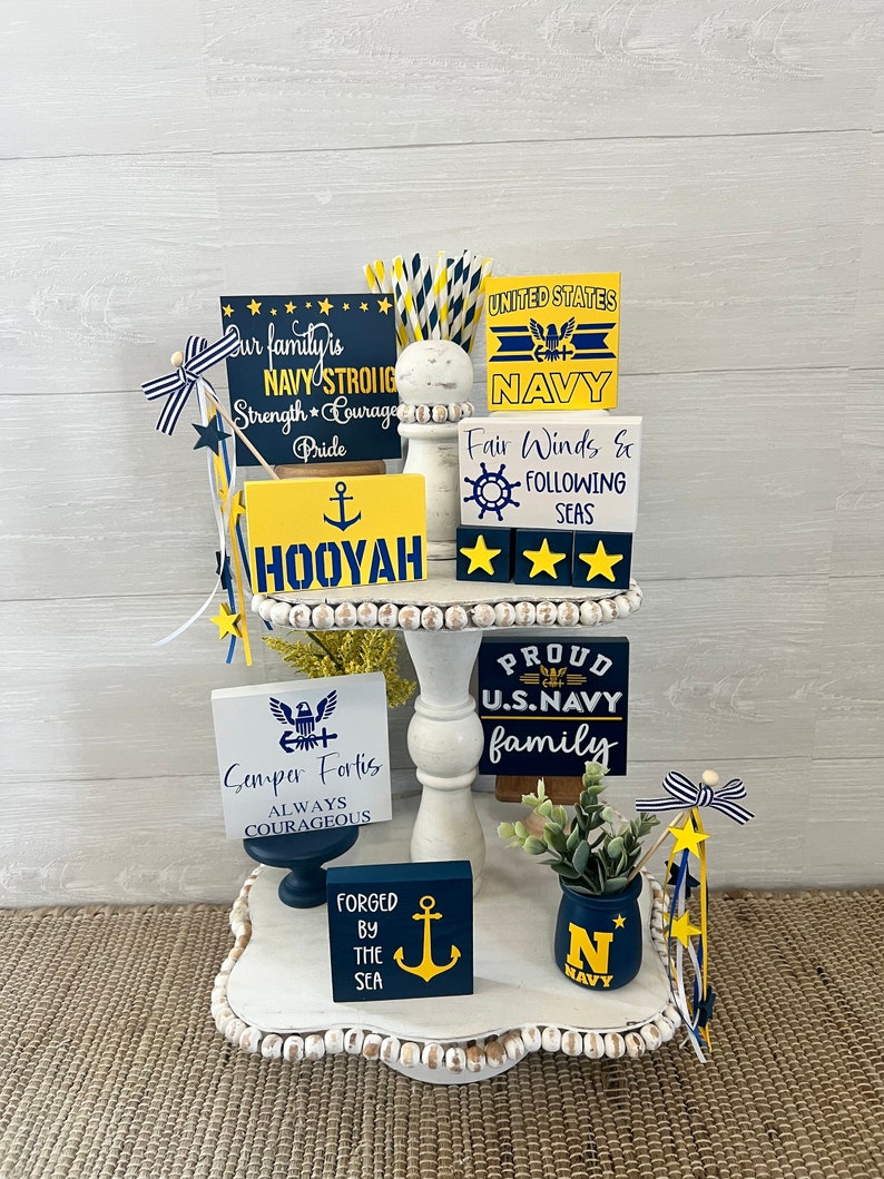 Military Tiered Tray Decor, US Navy Decor, Military Decor, Military ...