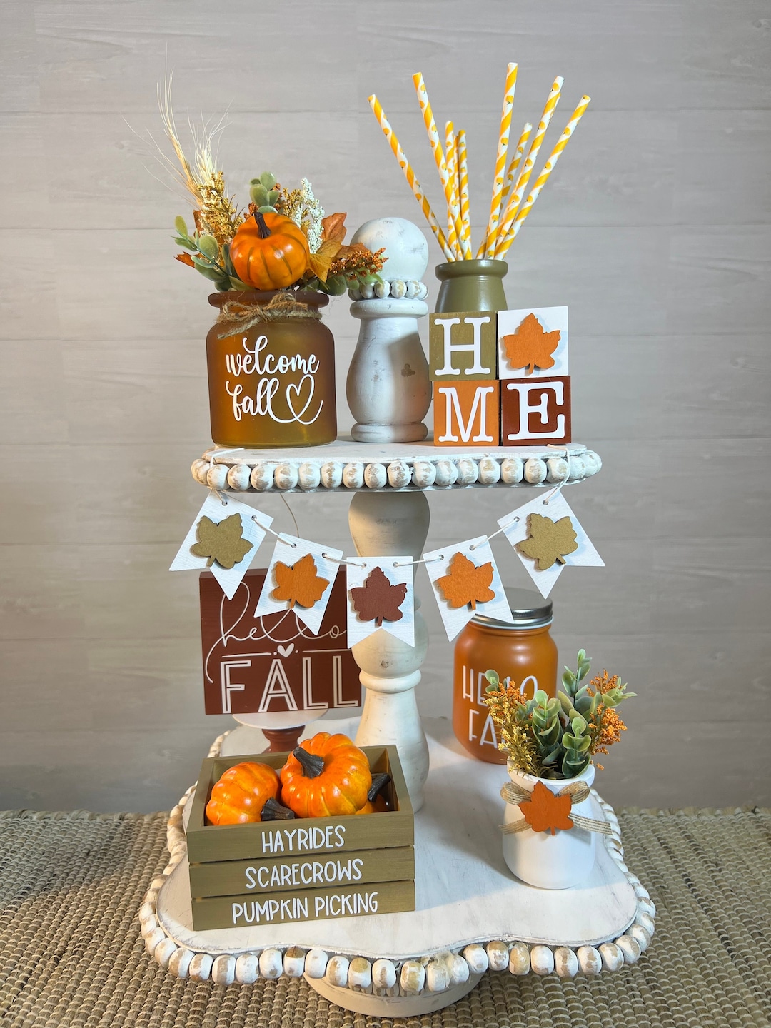 Mini Wood Banner, Fall Tiered Tray Decor, Fall Home Decor, Tiered Tray ...