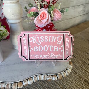 Mini Valentines Day Kissing Booth Ticket Sign, Valentines Day Tiered ...
