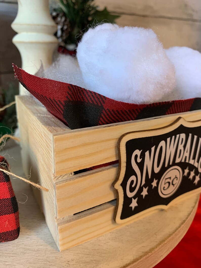 Christmas Tiered Tray Decor Snowballs for Sale Crate of | Etsy