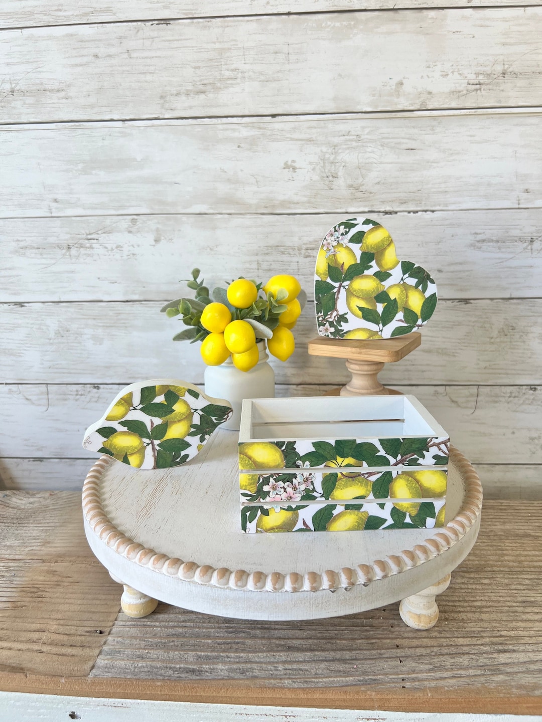 Lemon Tiered Tray Decor, Mini Crate for Tiered Tray, Lemon Home Decor ...