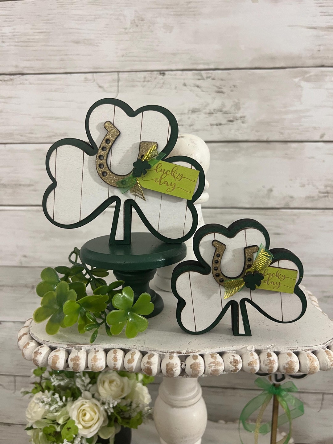 St Patricks Day Wood Shamrocks, Freestanding St Patricks Day Tiered ...