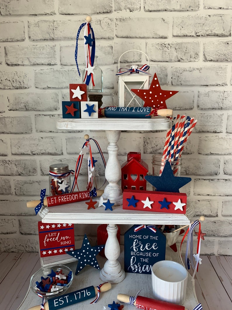 Mini Rolling Pin Patriotic Rolling Pin Tiered Tray Decor | Etsy