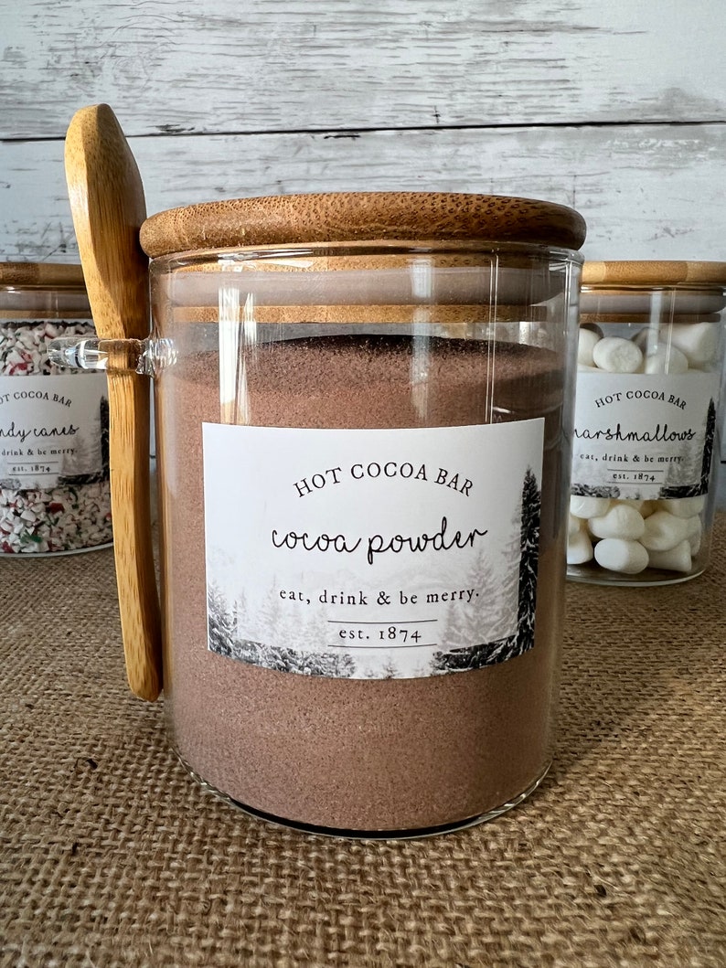 Christmas Home Decor, Hot Cocoa Bar Canisters, Mini Hot Cocoa Glass ...