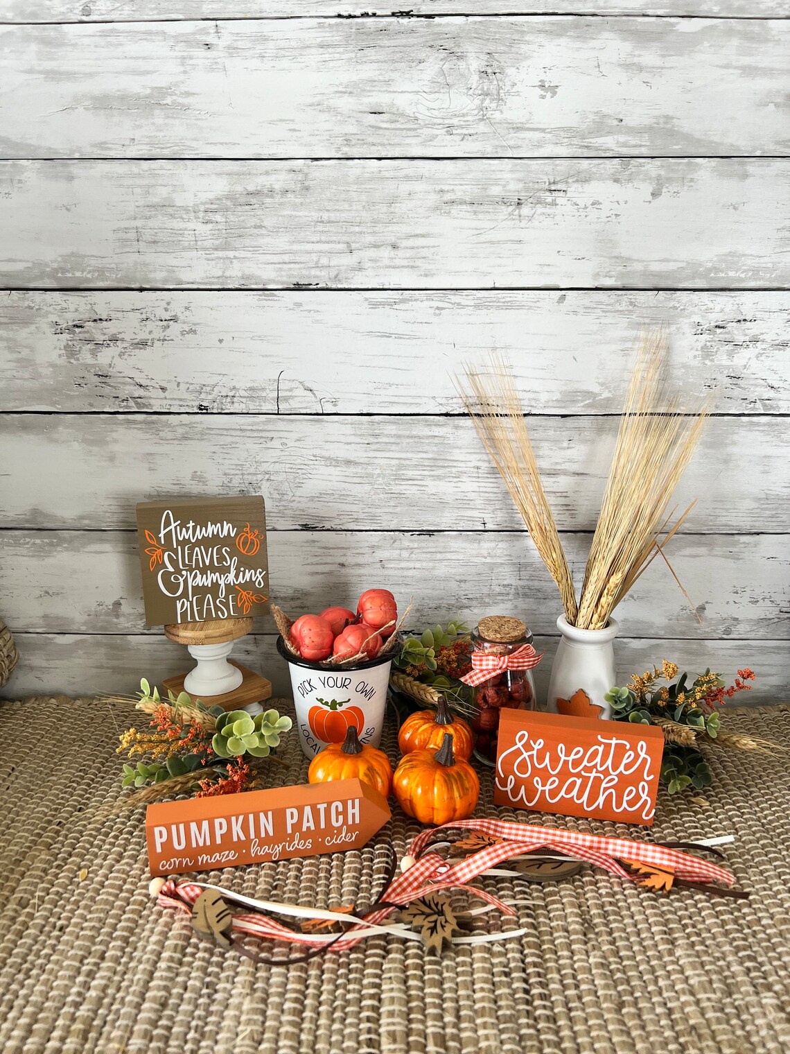 Mini Utility Cart and Decor, 13 Piece Set, Cart Included!, Fall Tiered ...