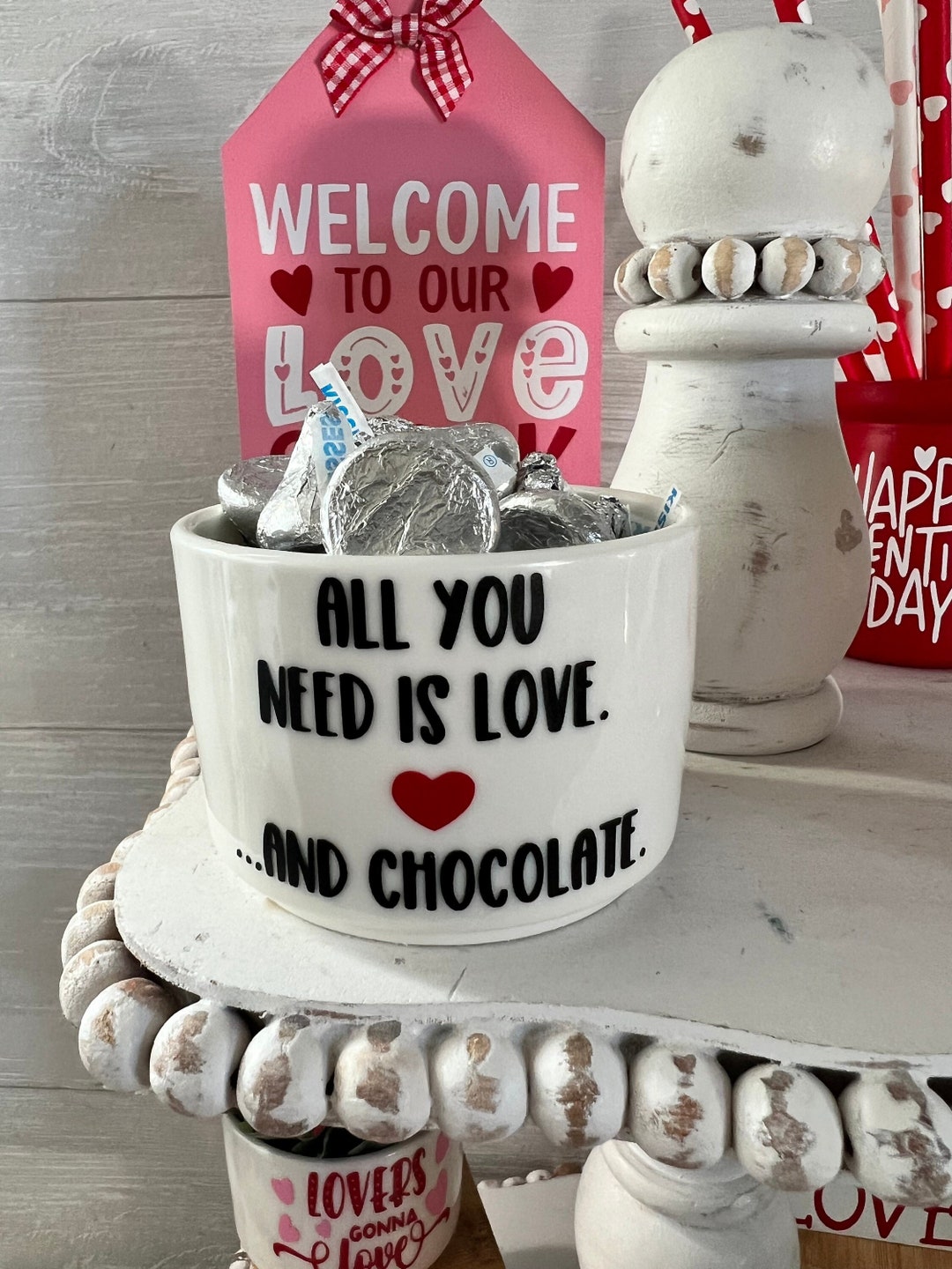 Valentines Day Tiered Tray Decor, Valentine Candy Decor, Love is Sweet ...