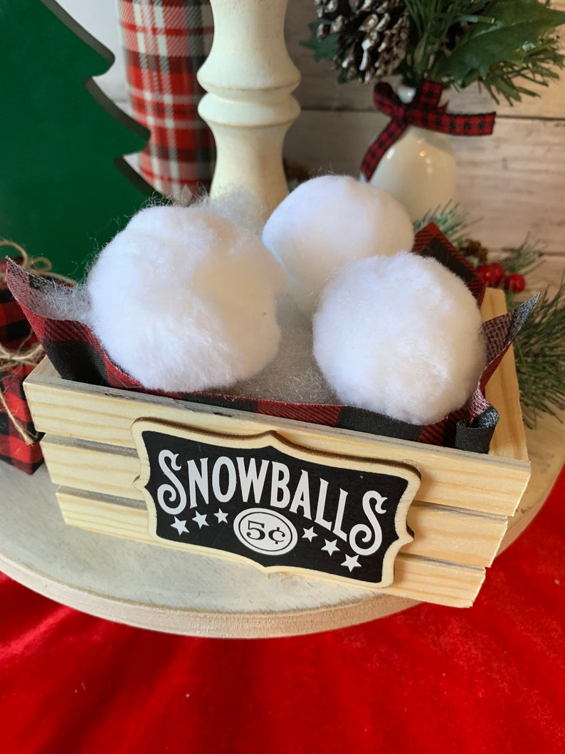 Christmas Tiered Tray Decor, Snowballs for Sale, Crate of Snowballs ...