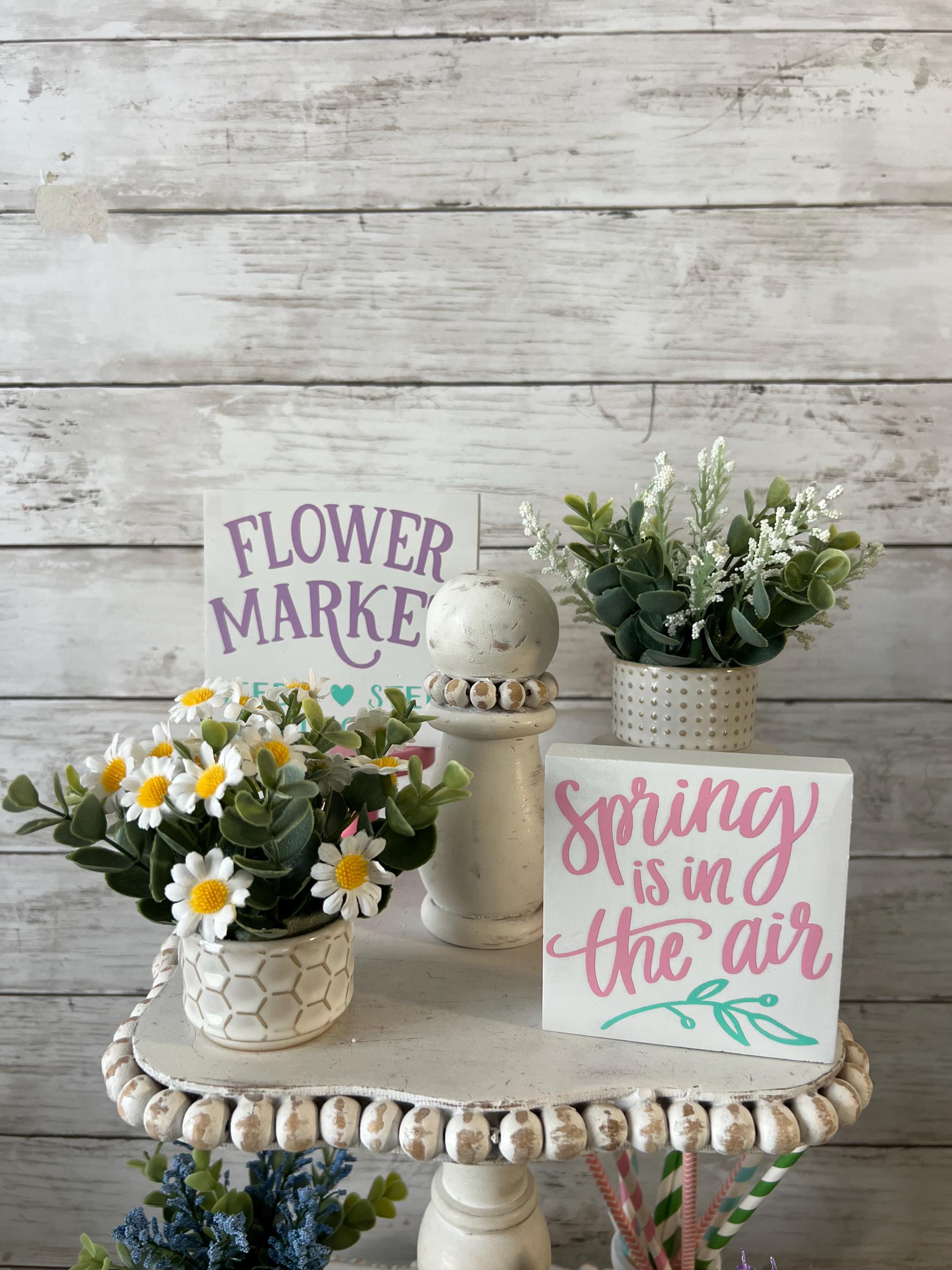 Spring Tiered Tray Mini Floral Arrangement, Spring Tiered Tray Decor ...