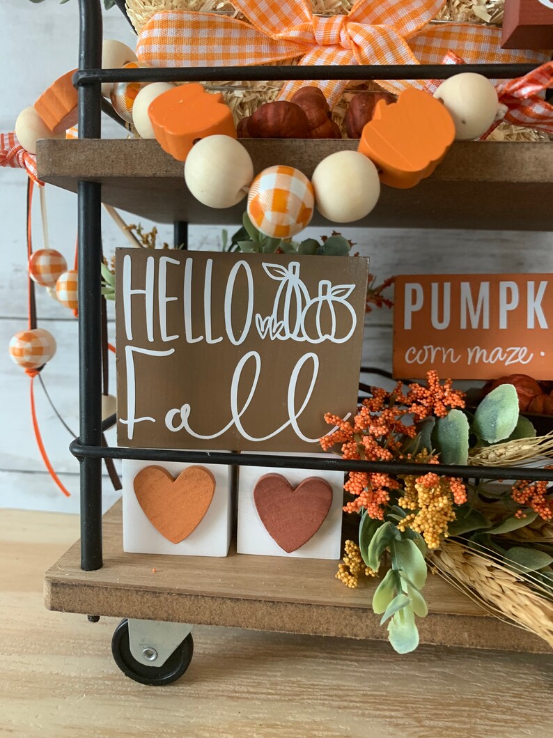 Mini Bar Cart Decor Fall Decor Fall Tiered Tray Decor Mini - Etsy
