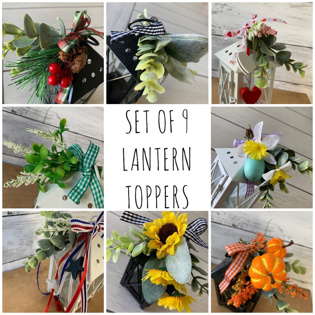 Mini Lantern Toppers, Set of 9, Mini Lantern Swags, Farmhouse ...