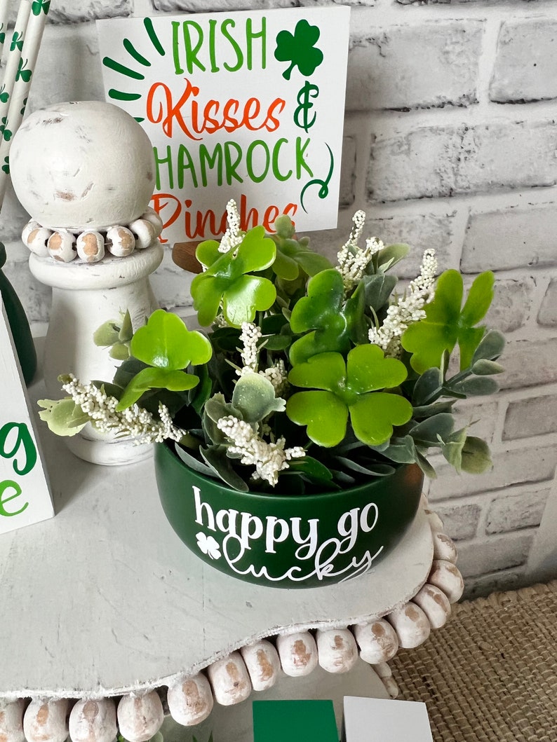 St. Patricks Day Tiered Tray Decor, St. Patricks Mini Floral ...