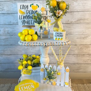 Summer Tiered Tray Decor, Lemon Tiered Tray Accessories, Mini Ladder ...