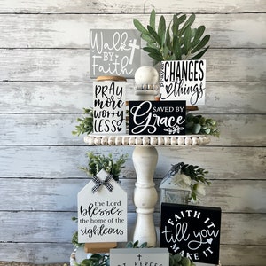 Faith Tiered Tray Decor, Religious Tiered Tray, Christian Home Decor ...