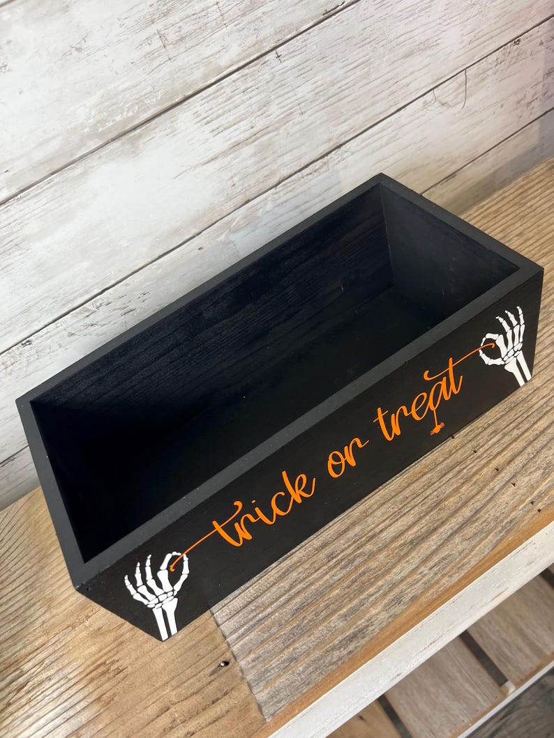 Trick or Treat Wood Snack/candy Box, Halloween Wood Candy Box ...