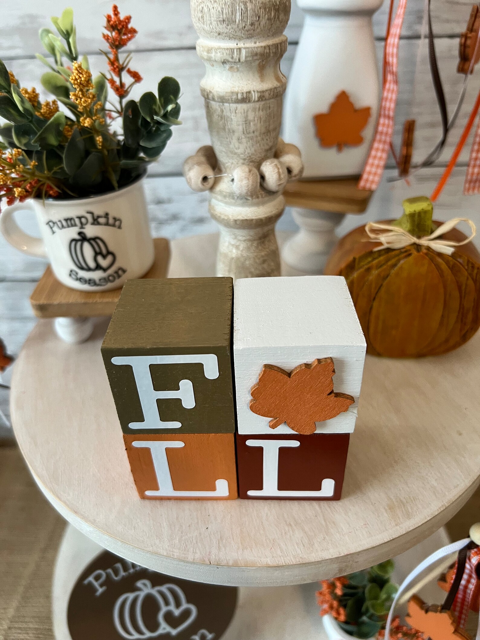 Fall Tiered Tray Decor Fall Wood Blocks Fall Home Decor - Etsy