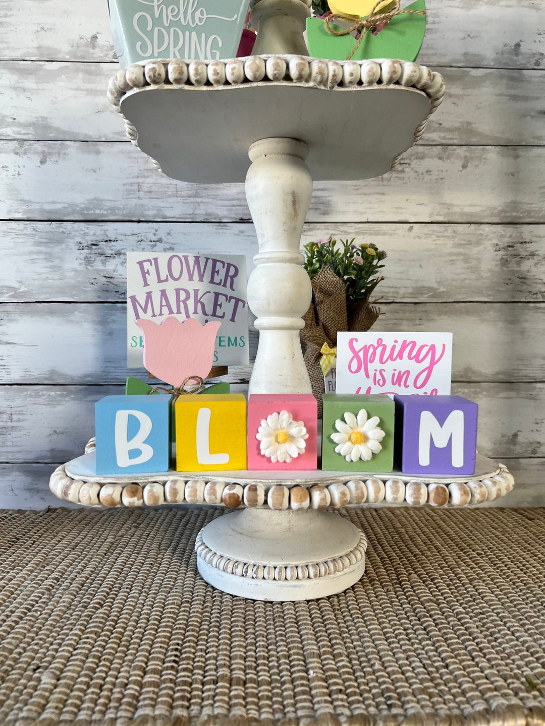 Spring Tiered Tray Decor, Easter Tiered Tray, Spring Home Decor, BLOOM ...