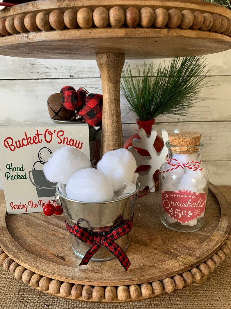 Christmas Tiered Tray Decor, Fresh Snowballs, Christmas Tray Accessory ...