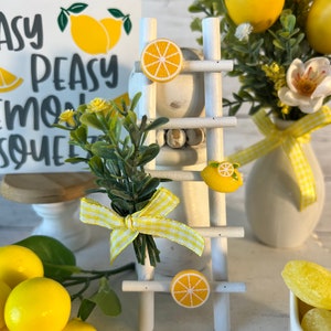 Summer Tiered Tray Decor, Lemon Tiered Tray Accessories, Mini Ladder ...