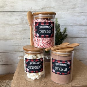 Christmas Home Decor, Hot Cocoa Bar Canisters, Mini Hot Cocoa Glass ...