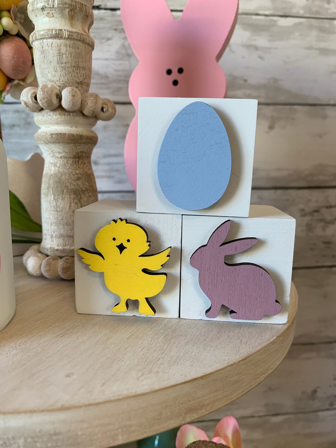 Easter Tiered Tray Decor, Easter Wood Blocks, Easter Home Decor, Easter ...