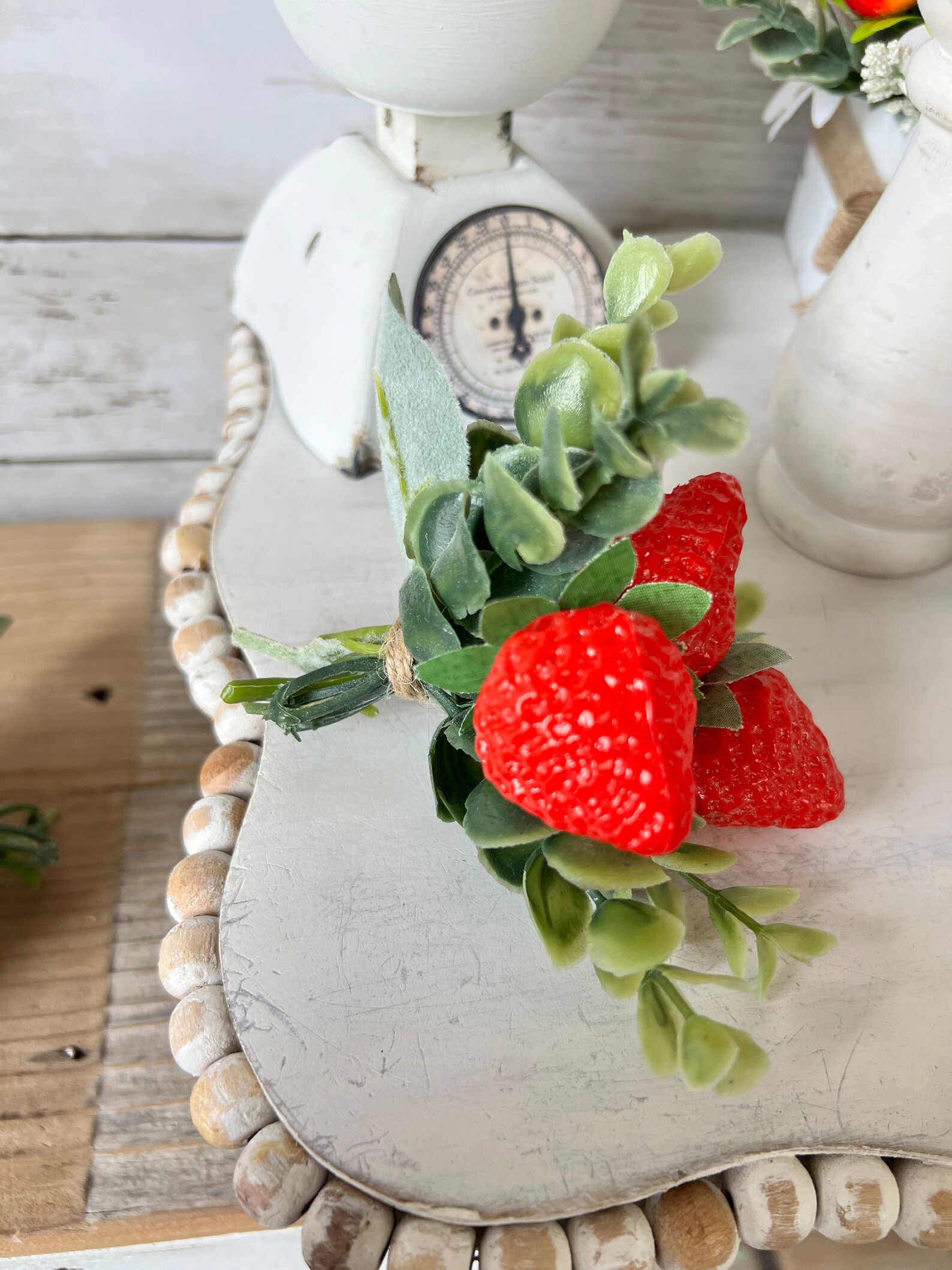 Strawberry Tiered Tray Decor, Mini Strawberry Floral Bundles, Tiered ...