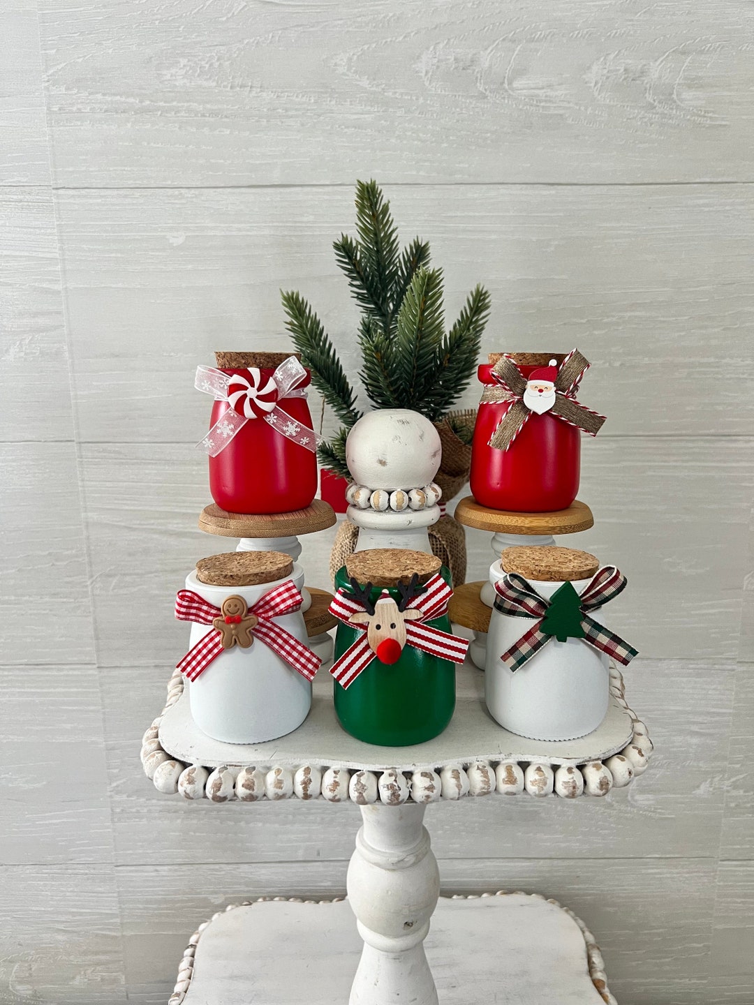 Christmas Tiered Tray Decor, Christmas Mini Jars, Christmas Home Decor ...