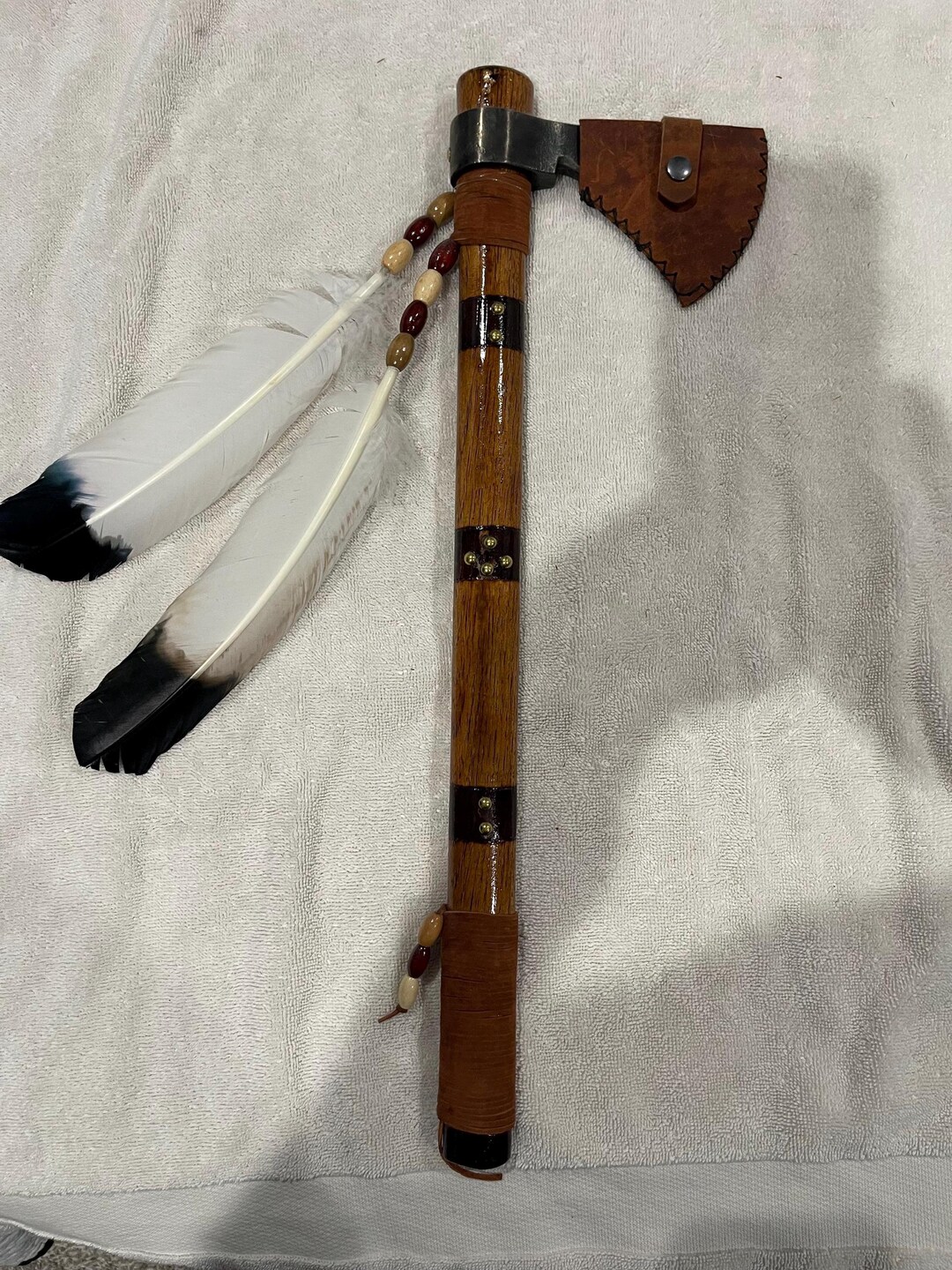 Real Hand Made Tomahawk Axe With Real Bird Feathers - Etsy