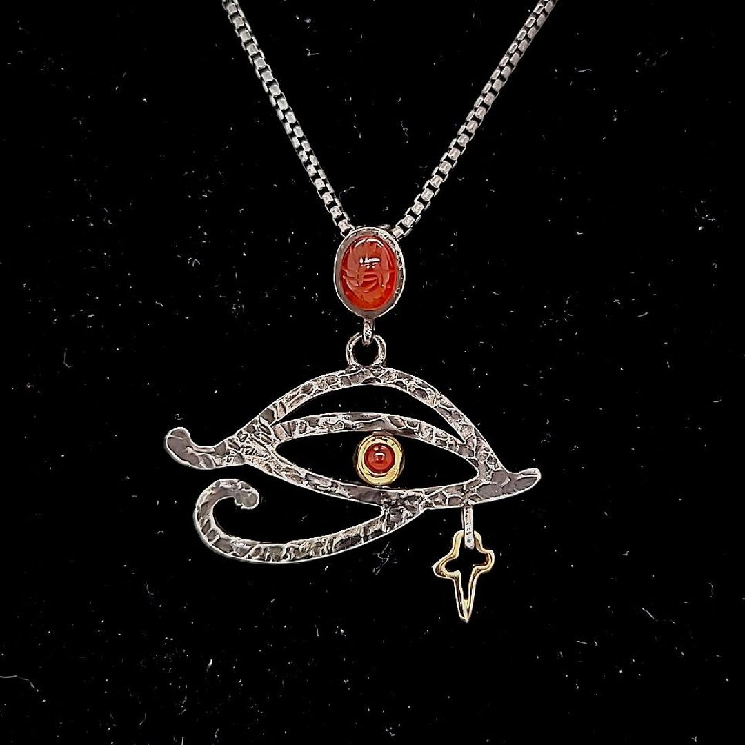 Carnelian Scarab & Eye Pendant - Etsy