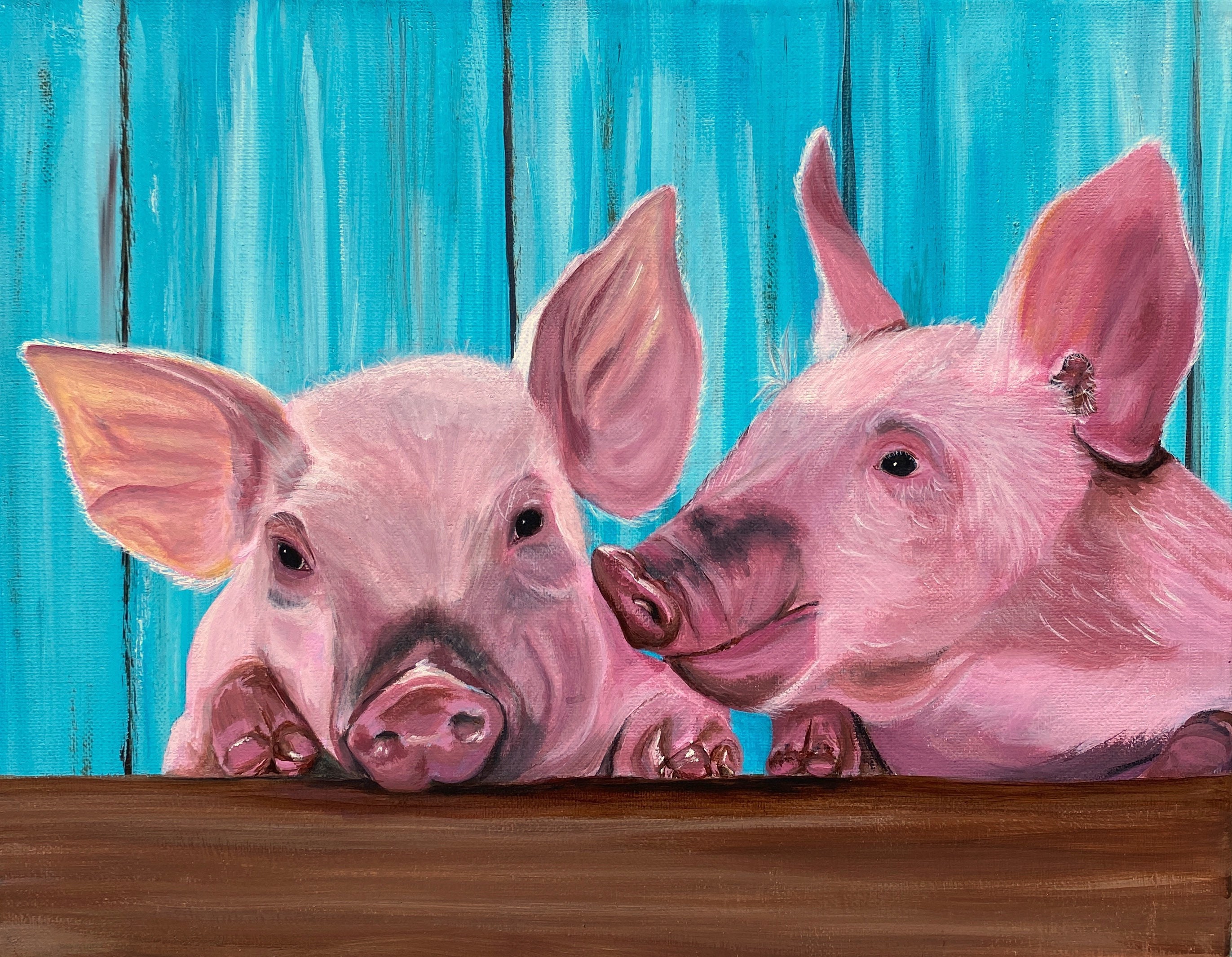 Schweinchen Acrylgemälde auf 11x14 Zoll Leinwand - Etsy.de