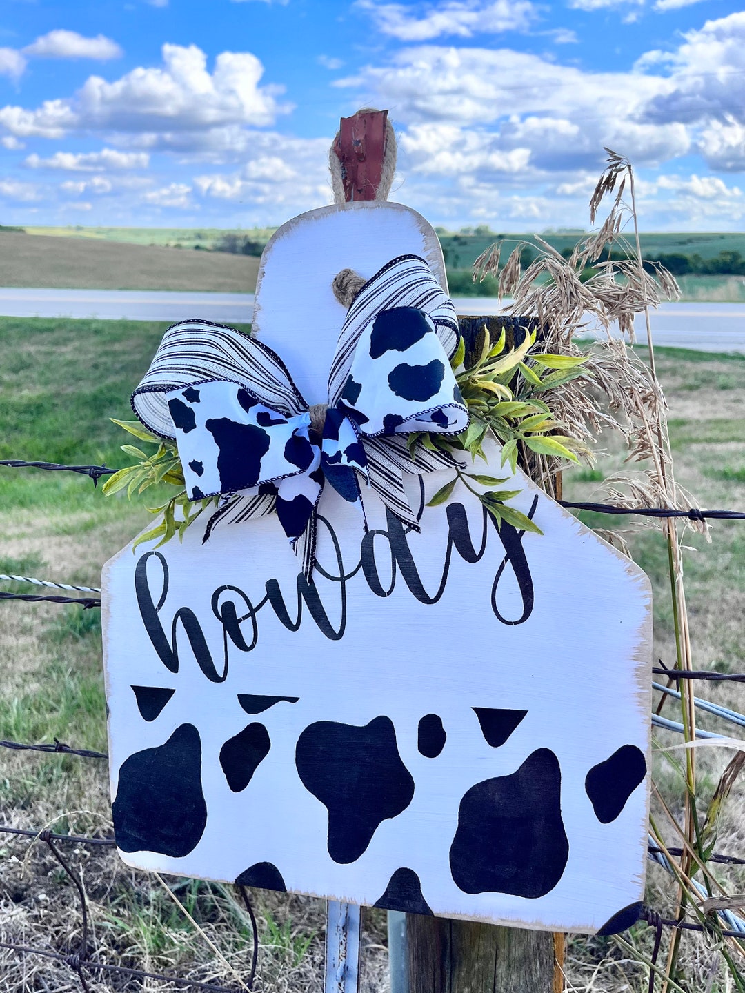 Howdy Cow Print Front Door Hanger - Etsy